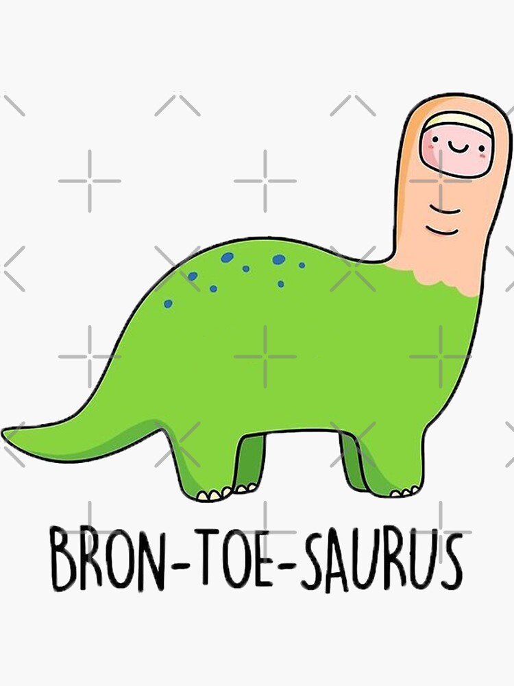 Pegatina «Bron-Toe-Saurus Brontosaurus Juego de palabras de dibujos ...