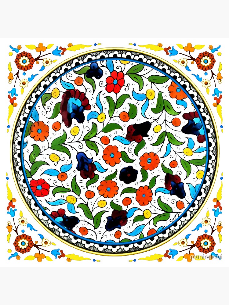 "Palestinian Ceramic Print with Flowers in White" Sticker for Sale by ...