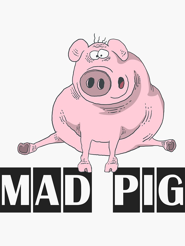 "Mad pig" Sticker by Glukoejik | Redbubble
