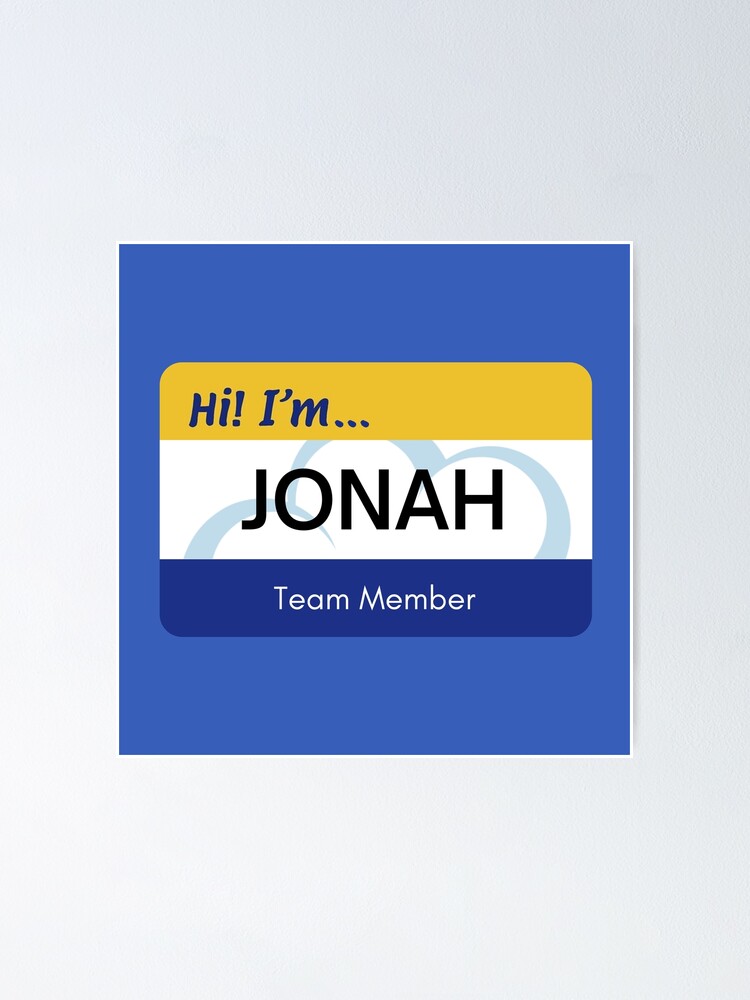 "Jonah Superstore Name Tag" Poster for Sale by cuttingroomprty | Redbubble