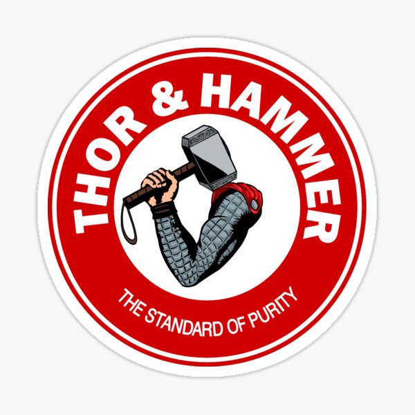 "Thor and Hammer" Sticker by Sregge | Redbubble