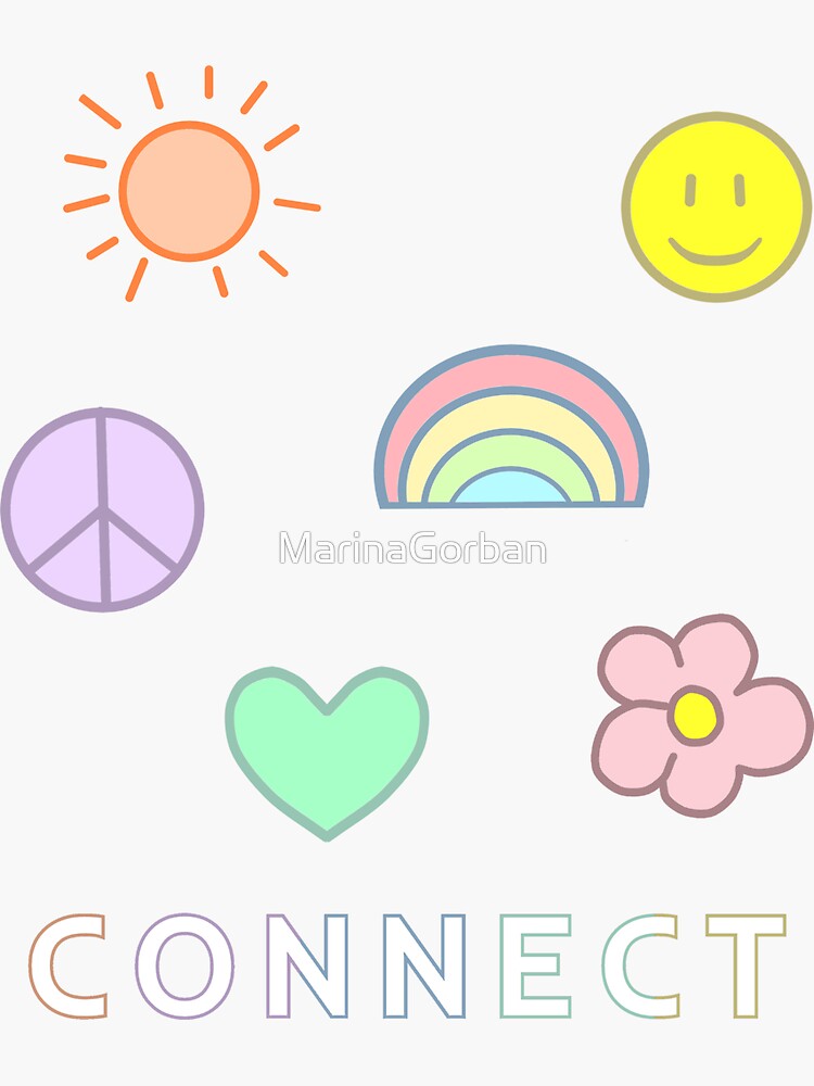 "Connect Sticker Pack - Smile, sun, rainbow, heart, flower, peace ...