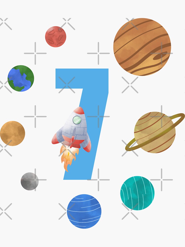 "Space Themed 7th Birthday Solar System" Sticker for Sale by ...