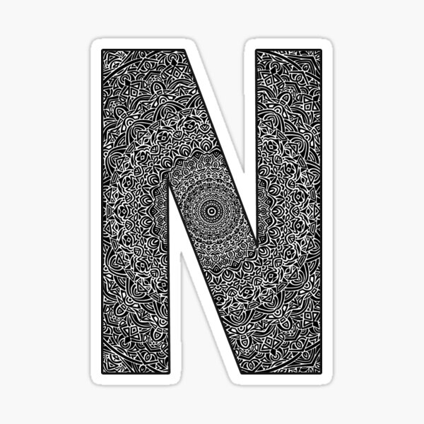 ""N" Monogram Letter Sticker! // Mandala Design Pattern Detailed Unique ...