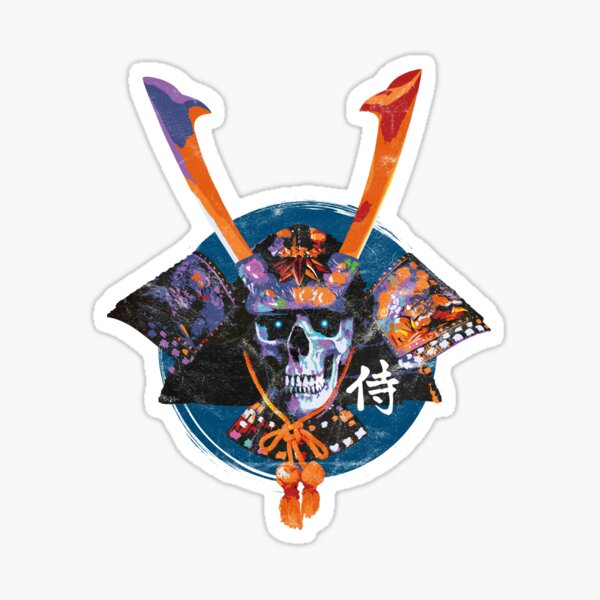 "Grinning Samurai Skull" Sticker for Sale by ArtlifeDesigns | Redbubble