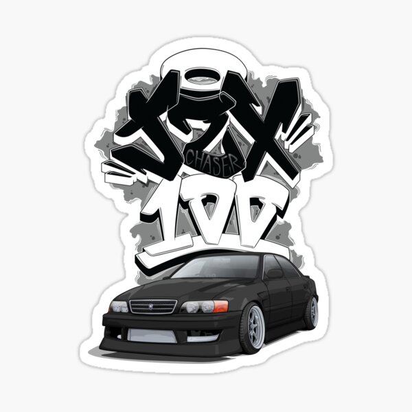 "Chaser jzx100 (Black) with graffiti background," Sticker for Sale by ...