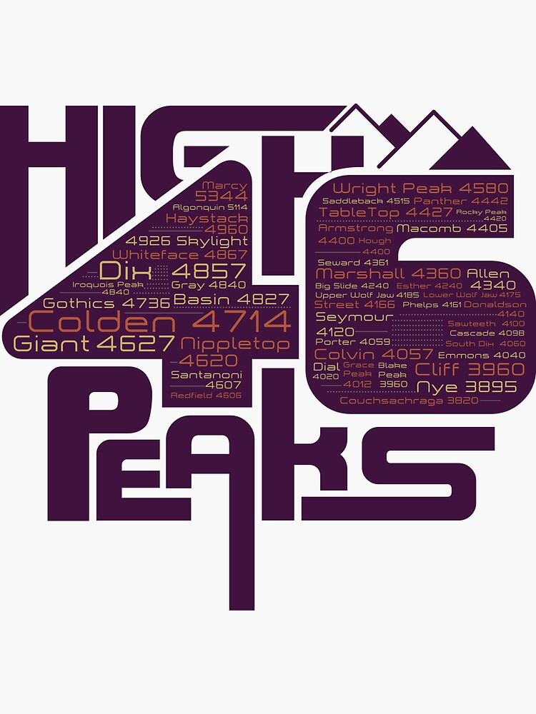"Adirondack High Peaks 46 version 2" Sticker for Sale by beckhorn ...