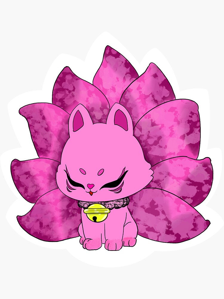 "Pink Kitsune " Sticker by BlackkitSticks | Redbubble