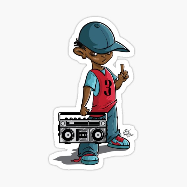 "Hip-Hop Kid Black" Sticker for Sale by JohnnyPraize | Redbubble