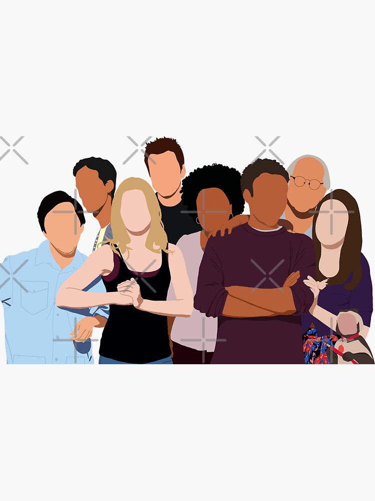 "The Greendale Seven (and Chang)" Sticker by forgetfulem | Redbubble