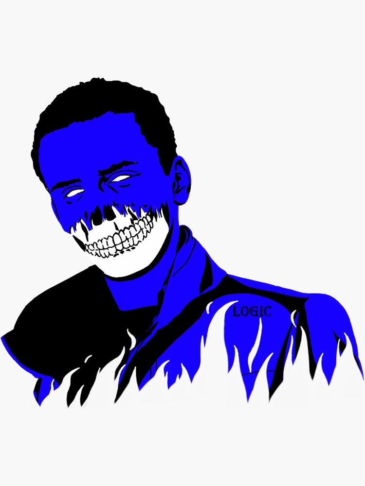 "white and blue logic fan art" Sticker for Sale by prototype-0 | Redbubble