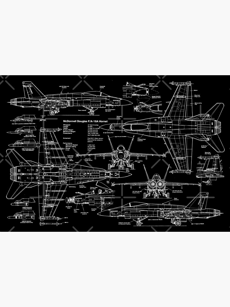 " F-18 Hornet McDonnell Douglas blueprint" Photographic Print for Sale ...