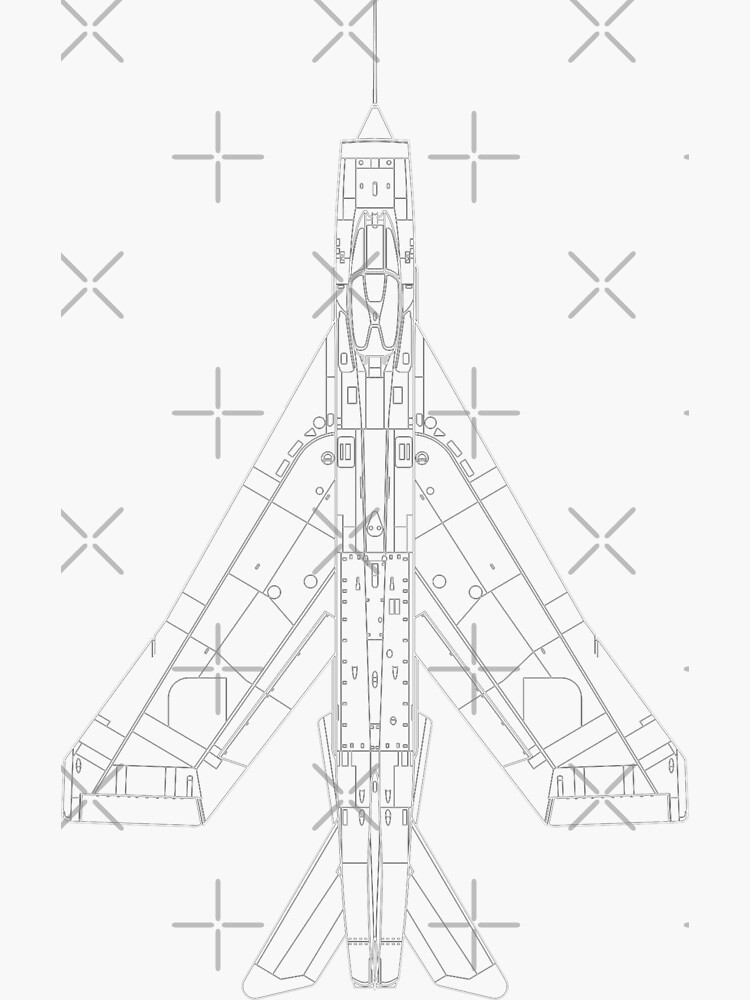 "English Electric Lightning Fighter Aircraft Blueprint" Sticker for ...