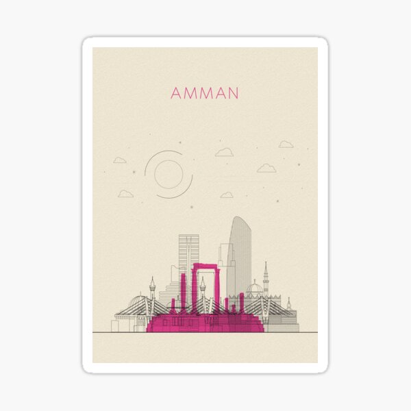 Sticker « Affiches abstraites de la ville: Amman, Jordanie », par ...