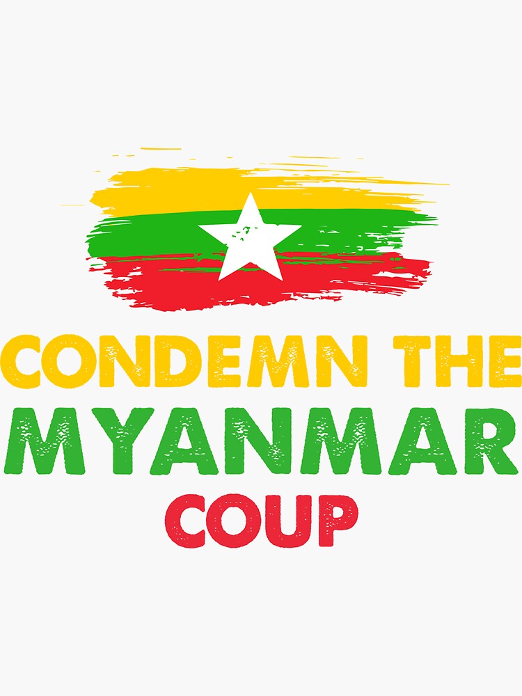 "Codemn the Myanmar Coup Vintage" Sticker by Niishouseca | Redbubble