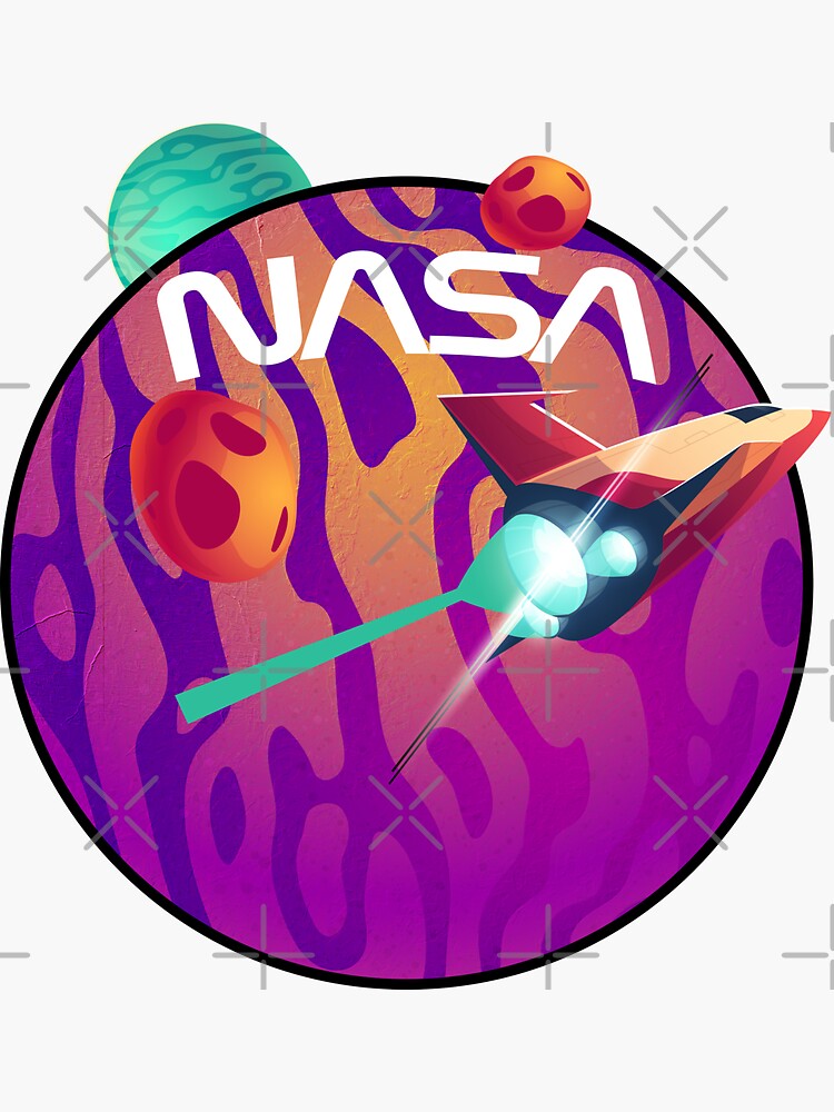 "NASA Logo , Space ship at purple planet" Sticker for Sale by ...