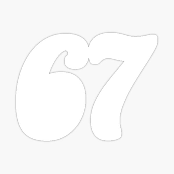 "Number 67 White" Sticker for Sale by t-shirtella | Redbubble