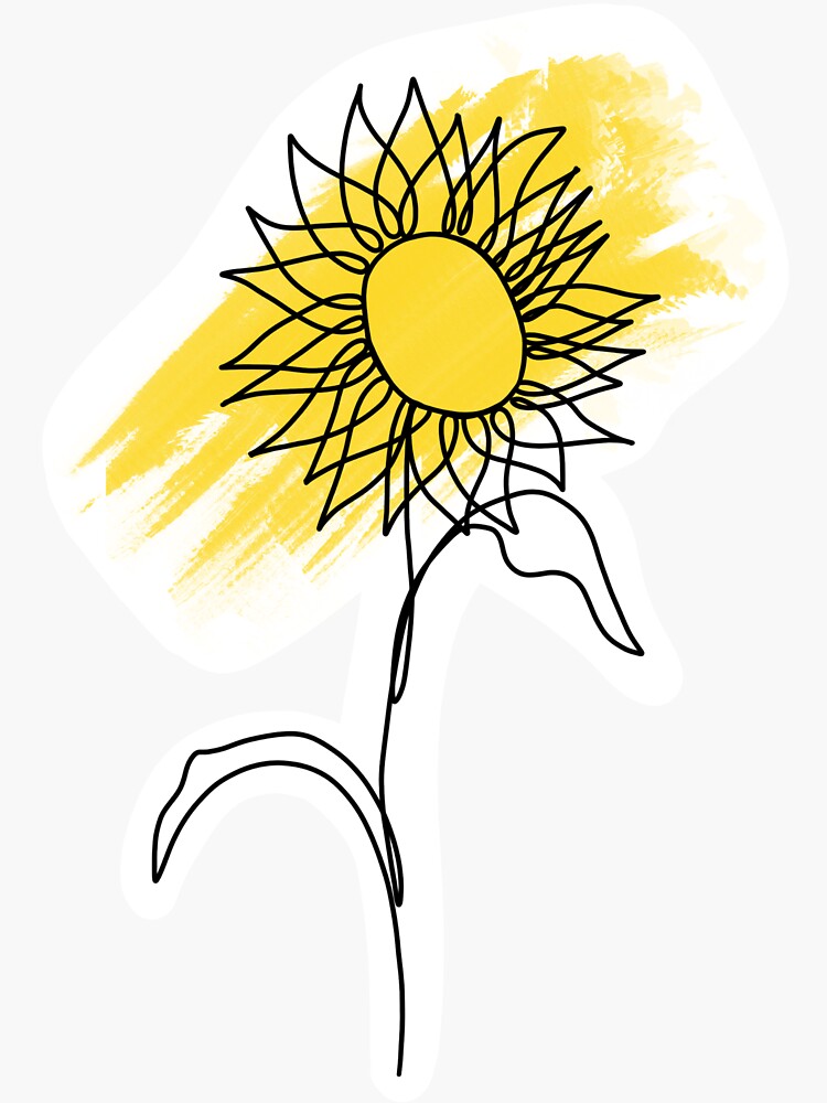 "Yellow Sunflower line-art sticker" Sticker for Sale by ArtfromRJ ...