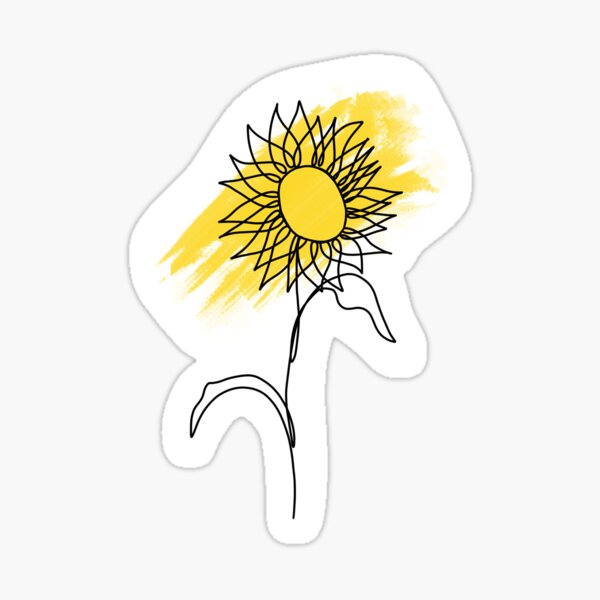"Yellow Sunflower line-art sticker" Sticker for Sale by ArtfromRJ ...