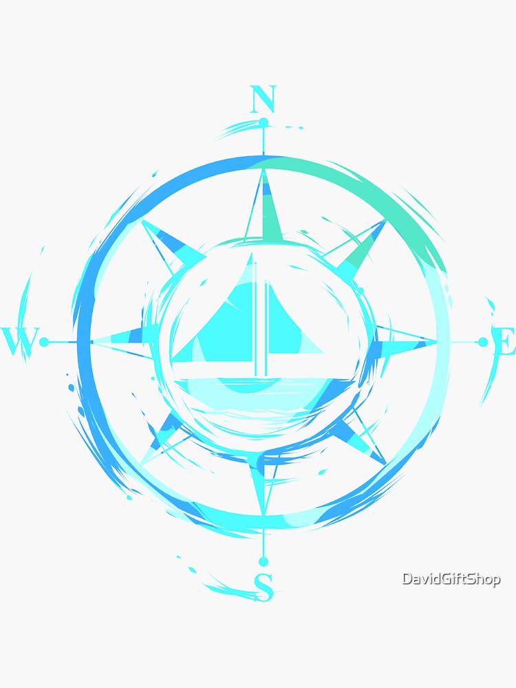 "Sailor Sail Boat Captain Sailing Skipper Compass" Sticker by ...