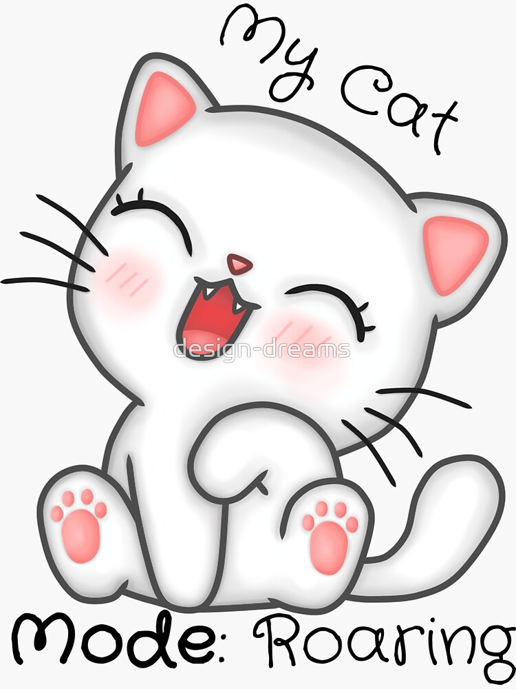 "Roaring Kitty, Cute Kitten, Cute Cat Roars Stickers " Sticker by ...
