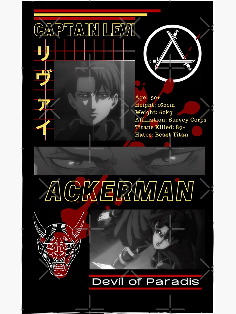 "Levi Ackerman (Devil of Paradis Edition)" Sticker for Sale by ...