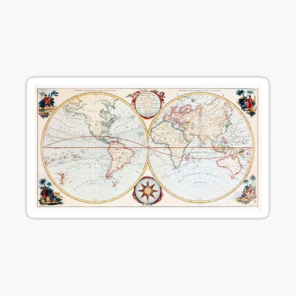 "Vintage World Map" Sticker for Sale by redoARTstore | Redbubble