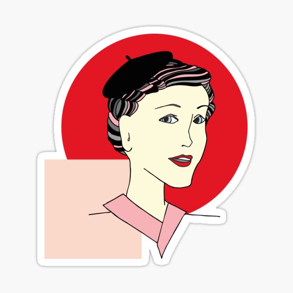 "portrait of women red color blocks" Sticker for Sale by Unicats ...