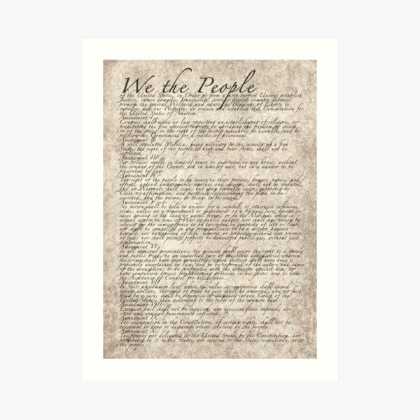 "US Constitution The Bill of Rights on parchment paper" Art Print for ...