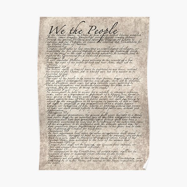 "US Constitution The Bill of Rights on parchment paper" Poster by ...