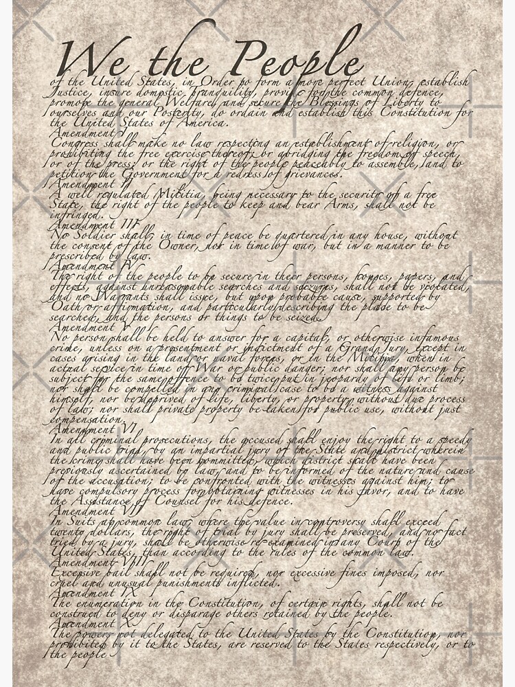 "US Constitution The Bill of Rights on parchment paper" Sticker for ...