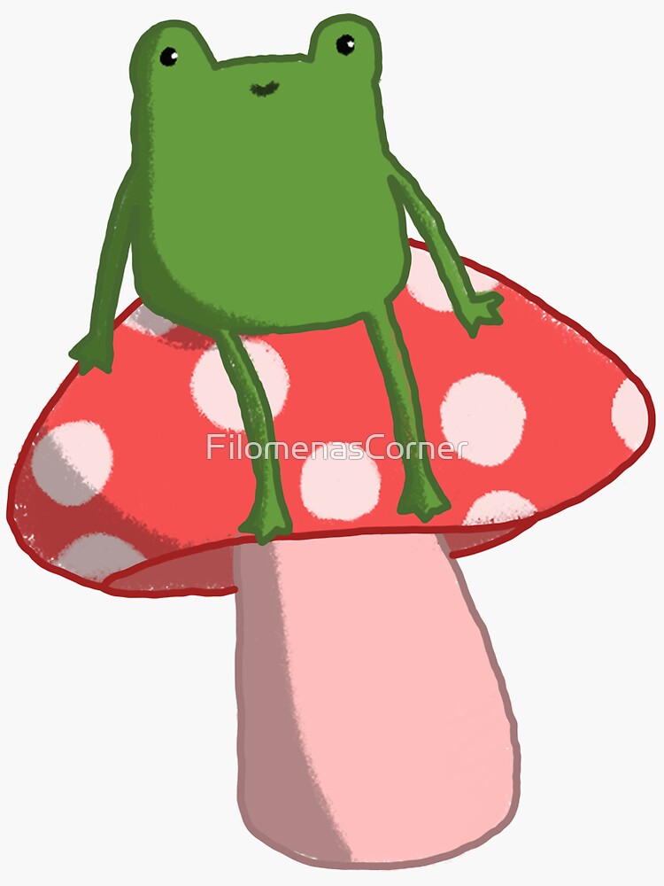 "Little Phrog Sitting on Mushroom" Sticker for Sale by FilomenasCorner ...