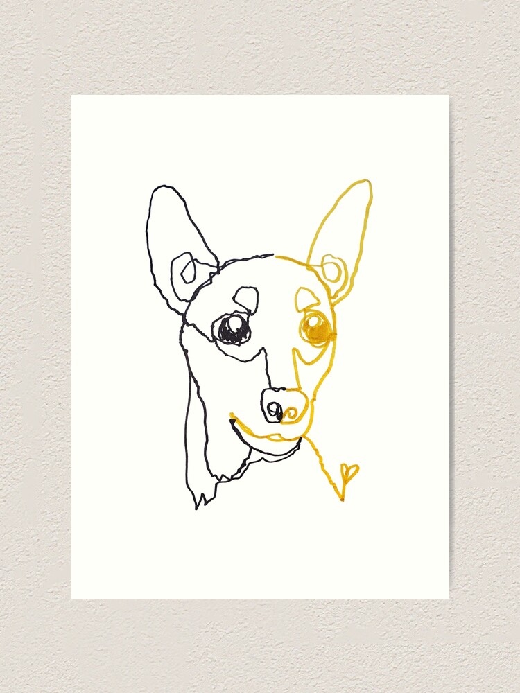 "Mini pincher ambidextrous line drawing" Art Print for Sale by ...