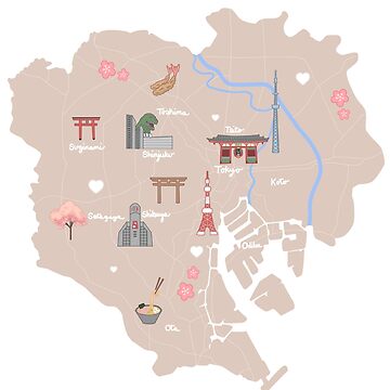 "Tokyo illustrated map" Art Board Print for Sale by primapixie | Redbubble