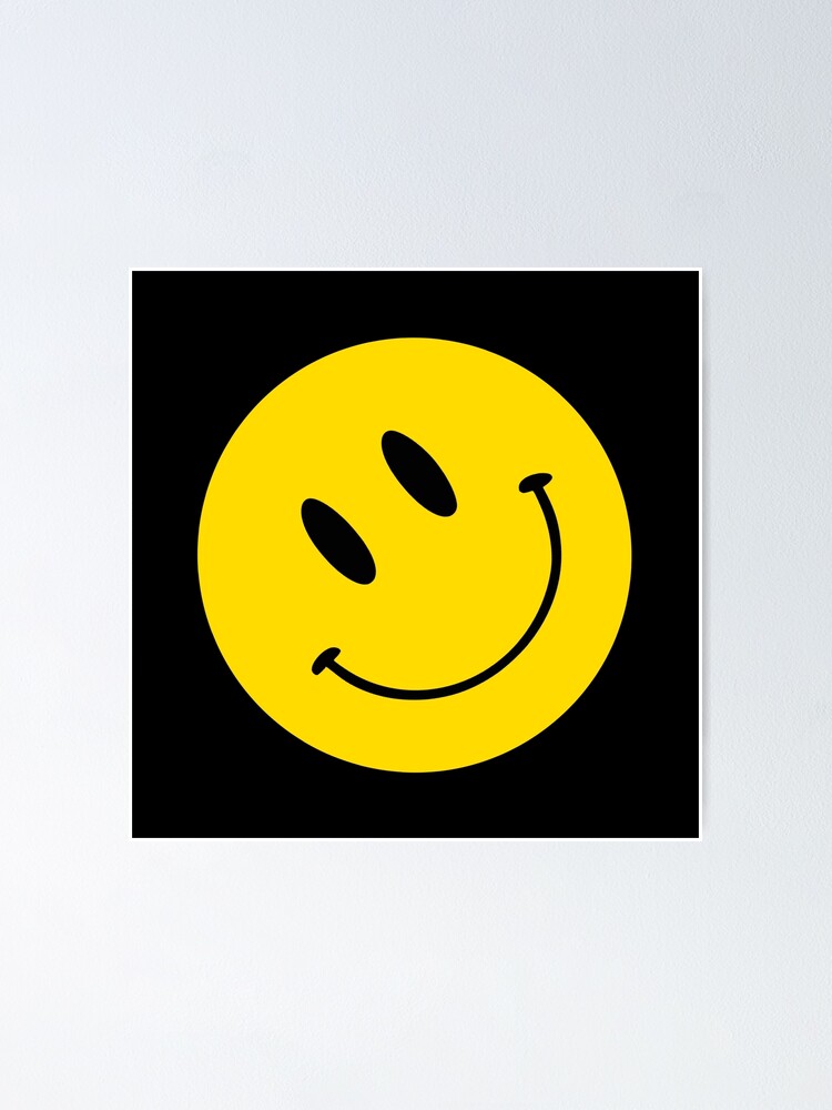 "Tilted Smile | Happy Face | Black |" Poster for Sale by HappyFaceCo ...