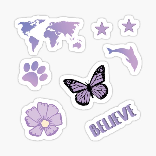 "Cute purple sticker pack" Sticker by MeIanie | Redbubble