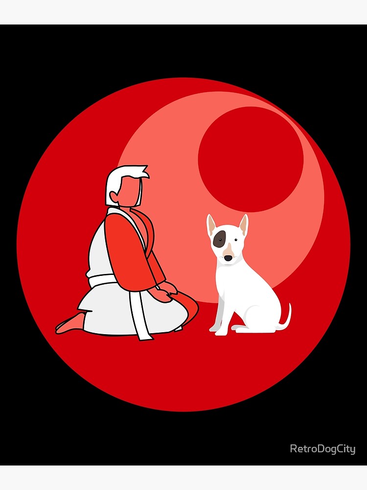 "Red Retro Karate Sensei with Dog" Poster by RetroDogCity | Redbubble