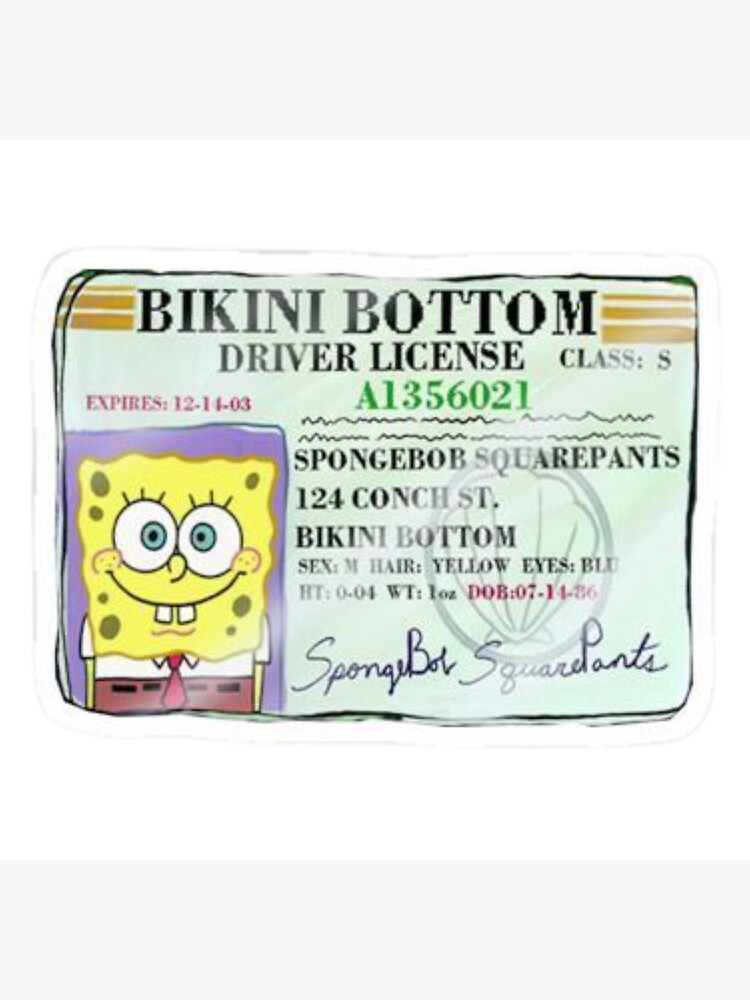"Spongebob Squarepants driver license" Poster by Pinkbicshop | Redbubble