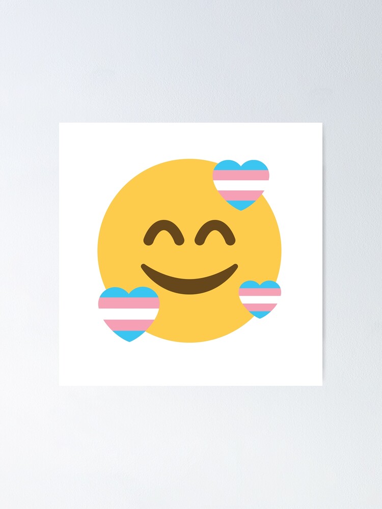 "Smiling Face with Hearts Emoji Trans Pride" Poster by lavenderhearts ...