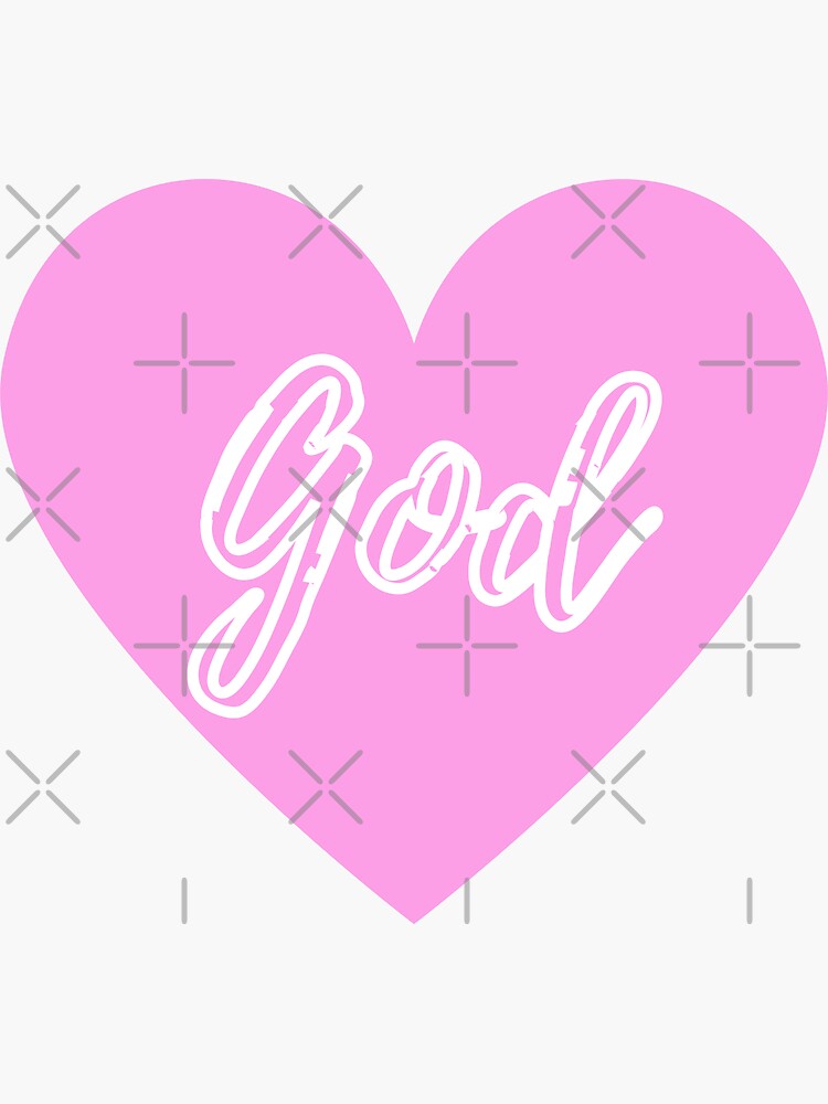 "Love God (pink heart white hollow text)" Sticker by Art-Of-Grace ...