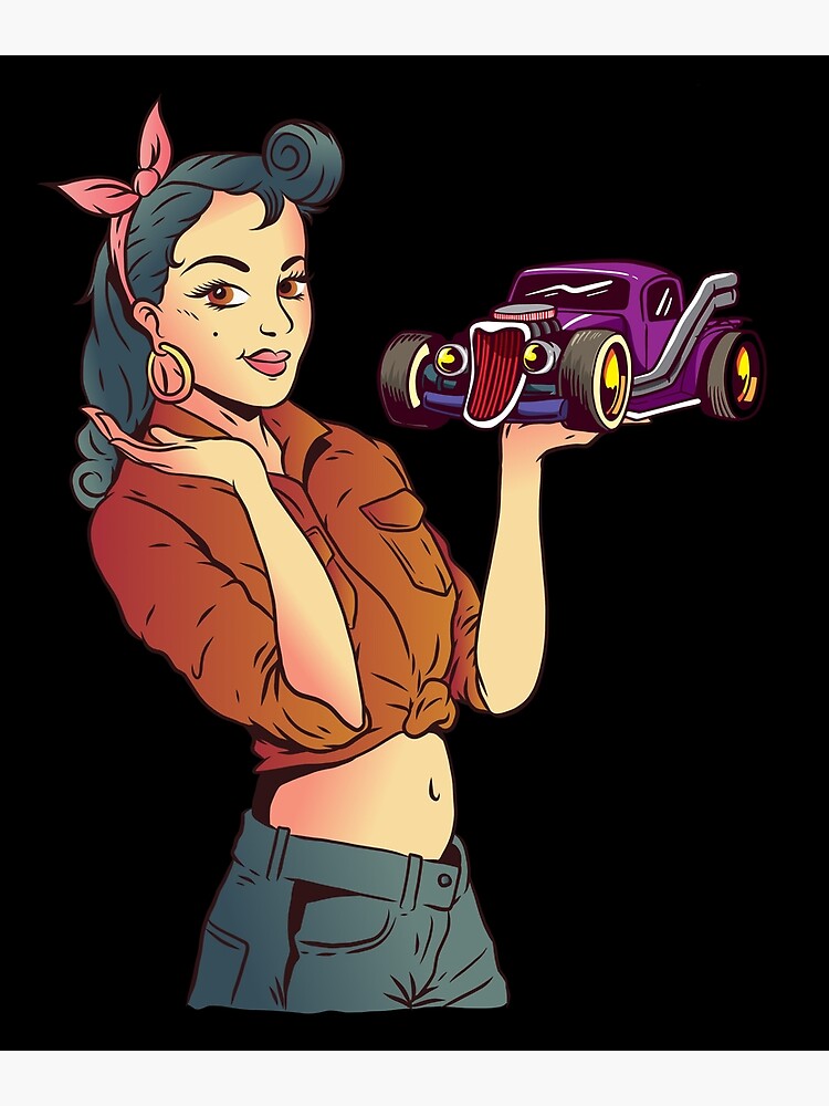 "Rockabilly Retro Hot Rod Art Classic Car Old School" Art Print for ...