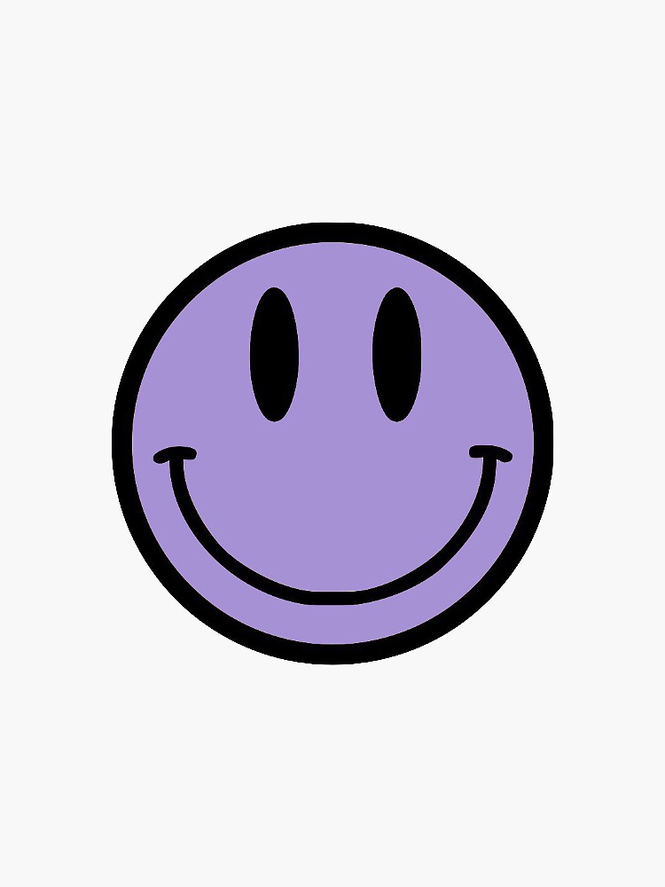 "Lilac smiley face" Sticker by ineedmorem0ney | Redbubble