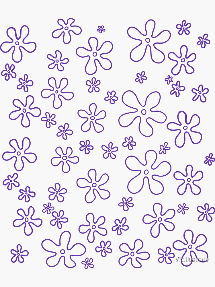 "Spongebob Inspired Flowers - Purple" Sticker for Sale by VicIllustrate ...