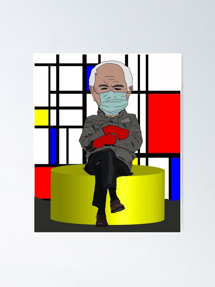 "Bernie Sanders digital drawing isnspired by Piet Mondrian" Poster by ...