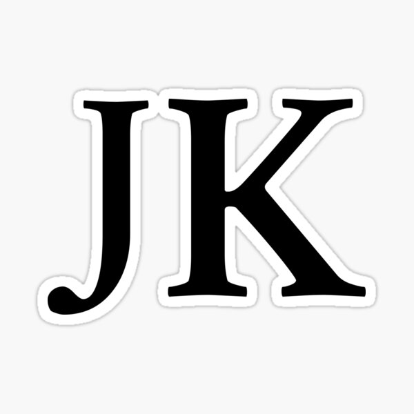 "Simple black and white JK Initials monogramed" Sticker for Sale by ...
