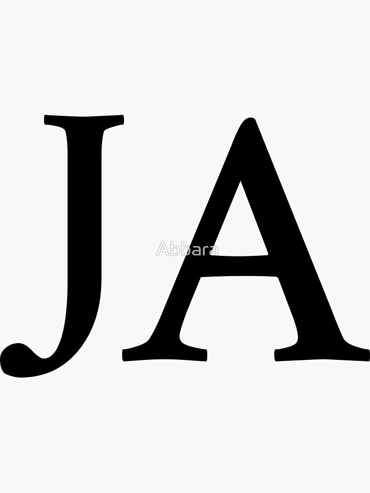 "Simple black and white JA Initials monogramed" Sticker for Sale by ...