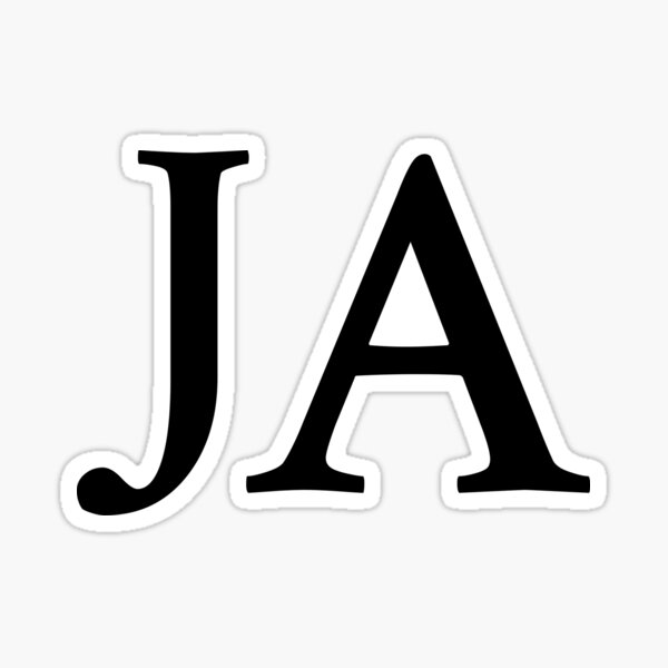 "Simple black and white JA Initials monogramed" Sticker for Sale by ...