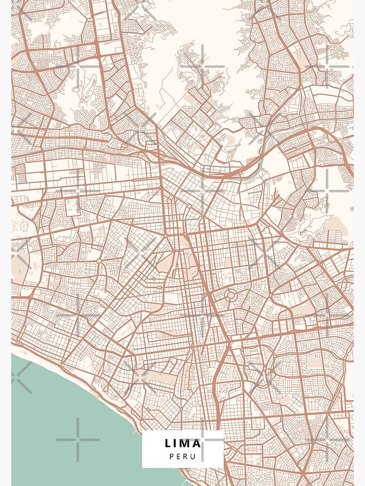"Lima, Peru Map (Theme 2)" Art Print by Mapnify | Redbubble