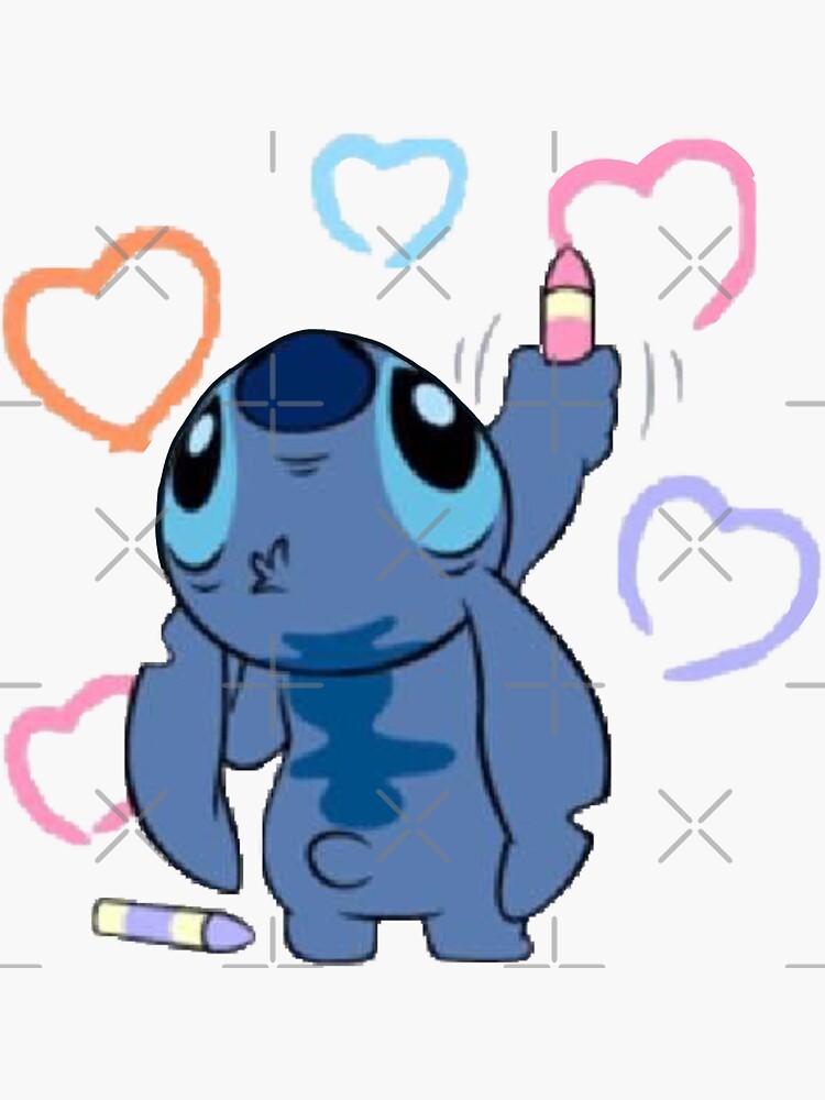 "Stitch drawing hearts" Sticker for Sale by Als10806 | Redbubble