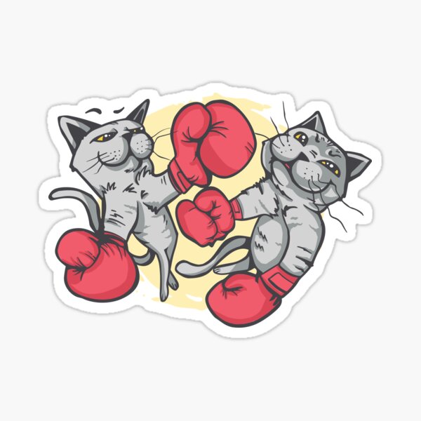 "Cute boxing cats" Sticker for Sale by Satrangidesigns | Redbubble
